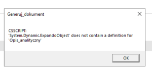 Co oznacza komunikat CSSCRIPT: ‘System.Dynamic.ExpandoObject does not contain a definition for ...