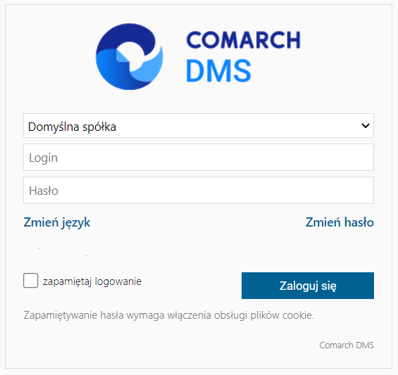 Logowanie – Baza Wiedzy programu Comarch DMS
