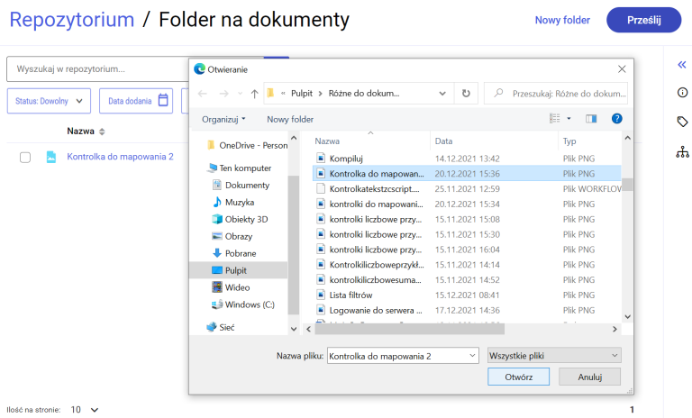 Dokumenty w Repozytorium – Baza Wiedzy programu Comarch DMS