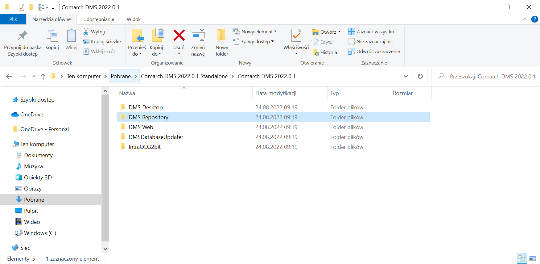 Aktualizacja Comarch DMS Repozytorium – Baza Wiedzy programu Comarch DMS