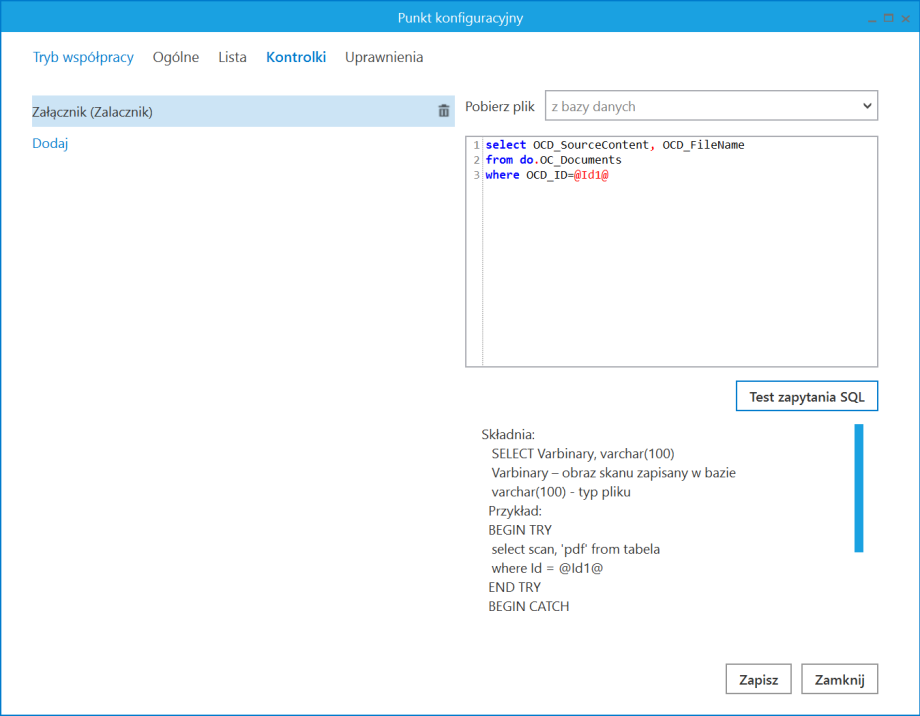 Przykłady zapytań SQL w zakładce Kontrolki lub w zakładce Atrybuty – Baza Wiedzy programu ...