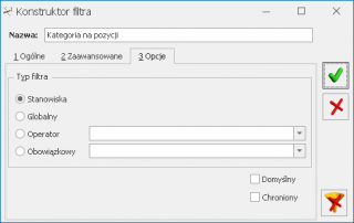 Zapamiętywanie ustawień filtra