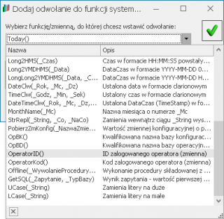 Ostatecznie filtr z użyciem funkcji systemowej będzie wyglądał tak: