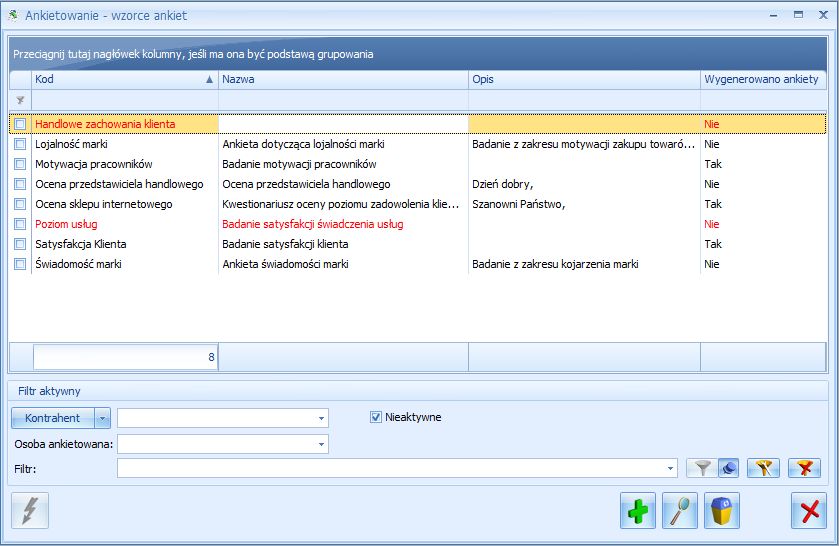 Wzorce ankiet – Baza Wiedzy programu Comarch ERP Optima