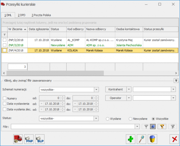 Lista zawiera kolumny: