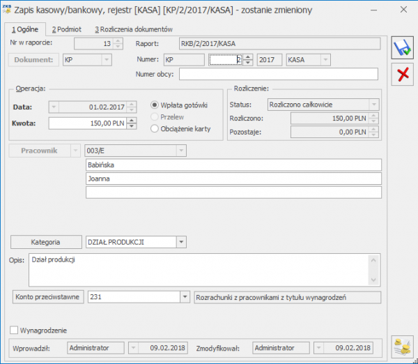 Formularz zapisu kasowego/bankowego – Baza Wiedzy programu Comarch ERP ... Formularz zapisu kasowego/bankowego – Baza Wiedzy programu Comarch ERP ...