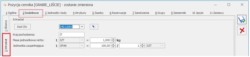 Po wybraniu kodu na formularzu mogą pojawić się dodatkowe informacje do ...
