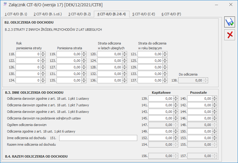 Załącznik CIT-8/O – zakładka 4