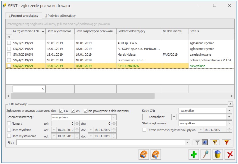 Lista Zg osze SENT Baza Wiedzy Programu Comarch ERP Optima Lista Zg osze SENT Baza Wiedzy Programu Comarch ERP Optima