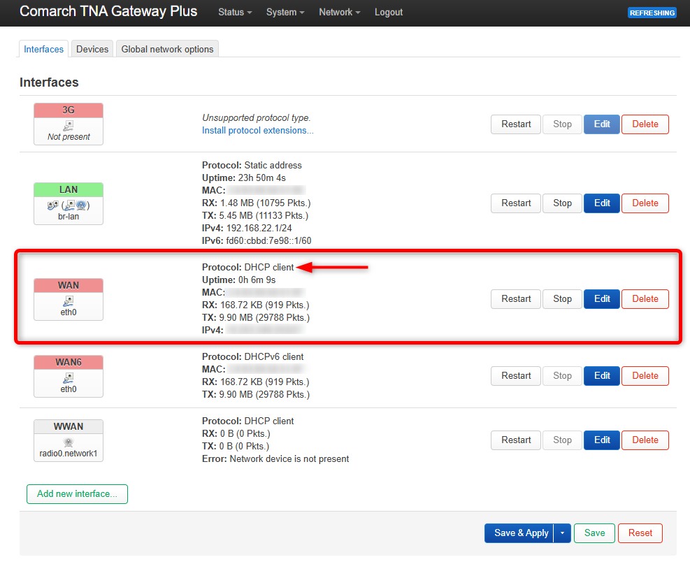 Konfiguracja Klienta DHCP – Baza wiedzy aplikacji Comarch TNA