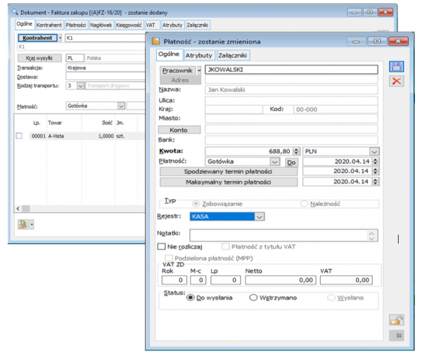 XL103 – Rozliczanie zaliczek pracownika – Baza wiedzy Comarch ERP XL 2020